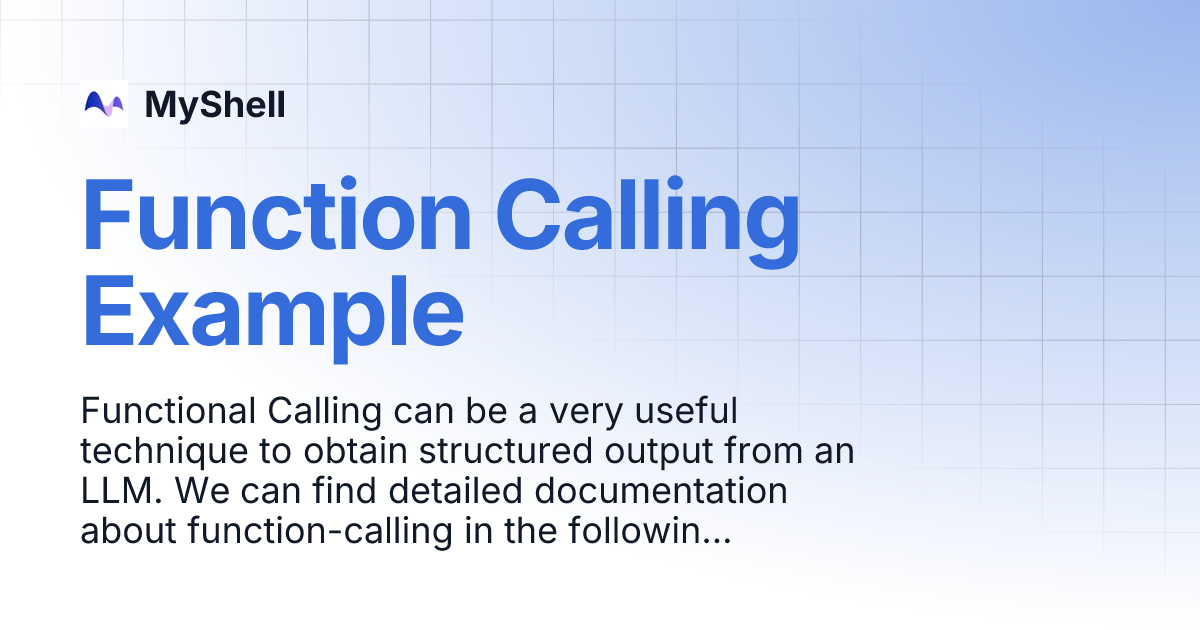 Function Calling Example | MyShell